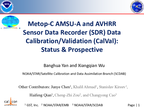(PDF) Metop-C AMSU-A and AVHRR Sensor Data Recorder (SDR) Data Calibration/Validation (CalVal ...
