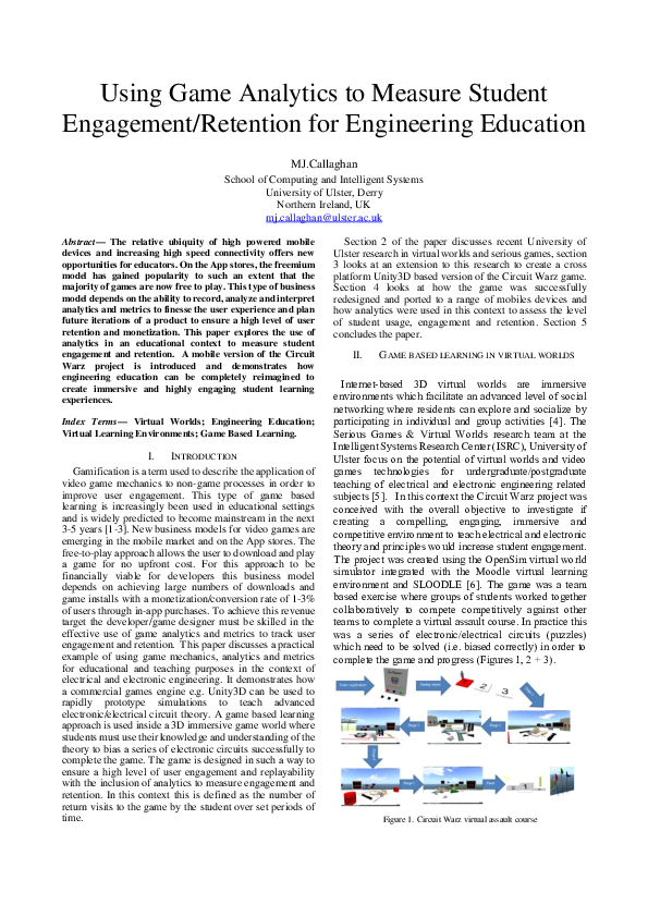 (PDF) Using game analytics to measure student engagement/retention for ...
