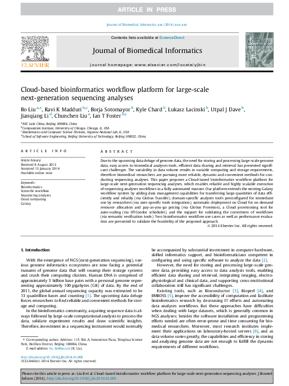 (PDF) Cloud-based bioinformatics workflow platform for large-scale next-generation sequencing ...