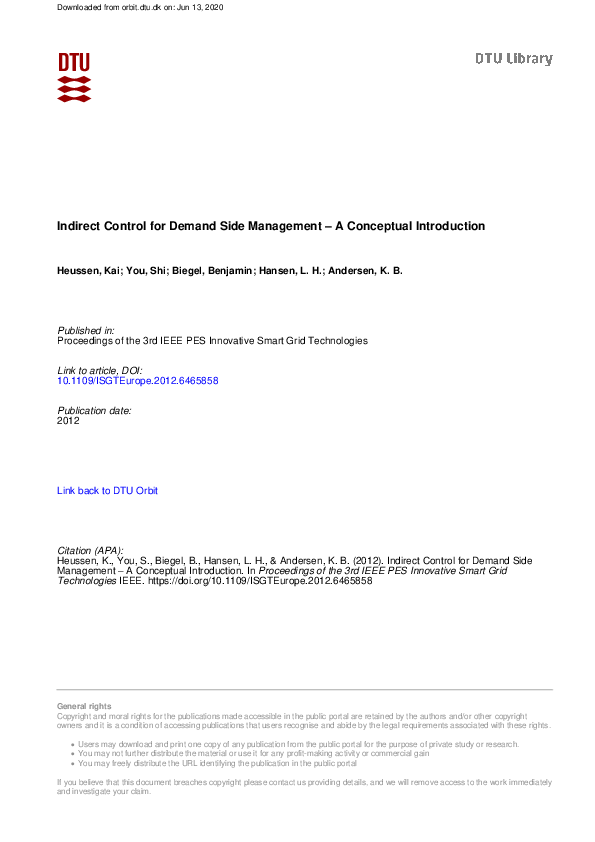 (PDF) Indirect control for demand side management - A conceptual ...
