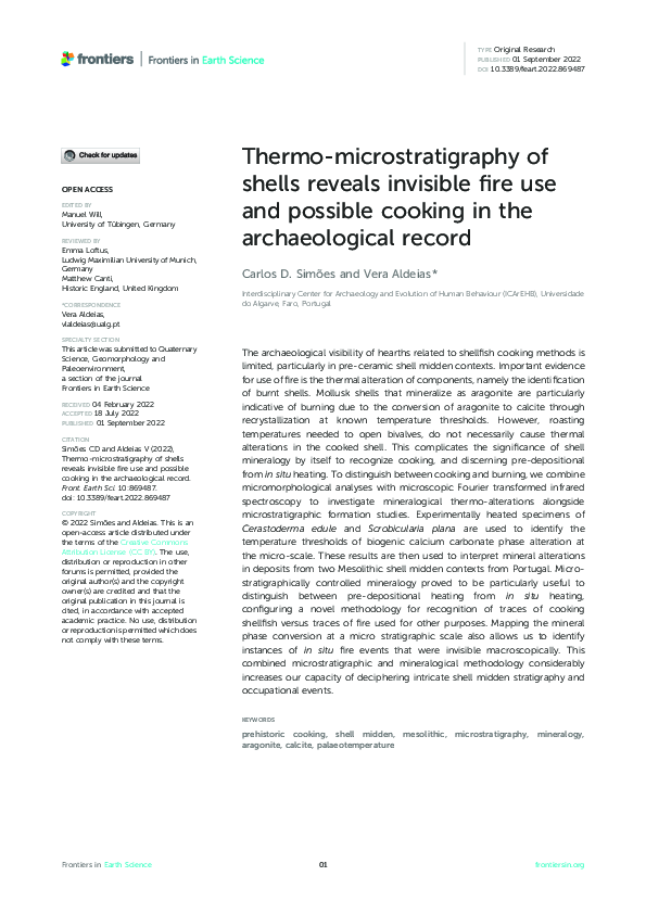 (PDF) Thermo-microstratigraphy of shells reveals invisible fire use and ...