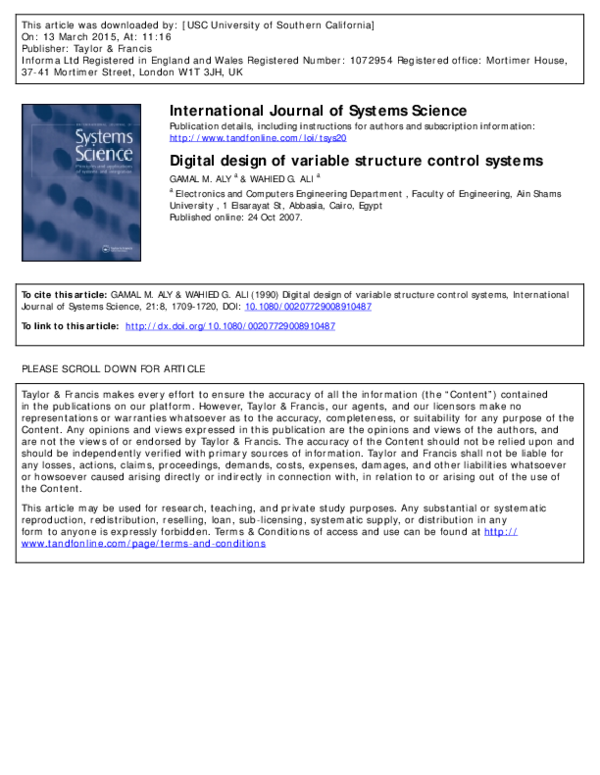 (PDF) Digital design of variable structure control systems