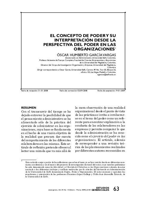 (PDF) El Concepto de Poder y Su Interpretación Desde La Perspectiva Del ...