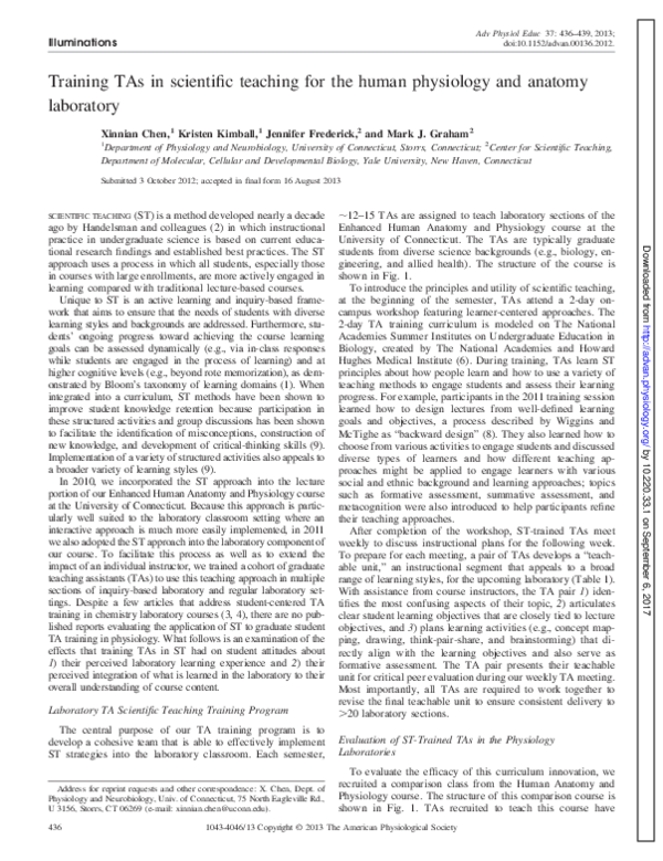 (PDF) Training TAs in scientific teaching for the human physiology and ...