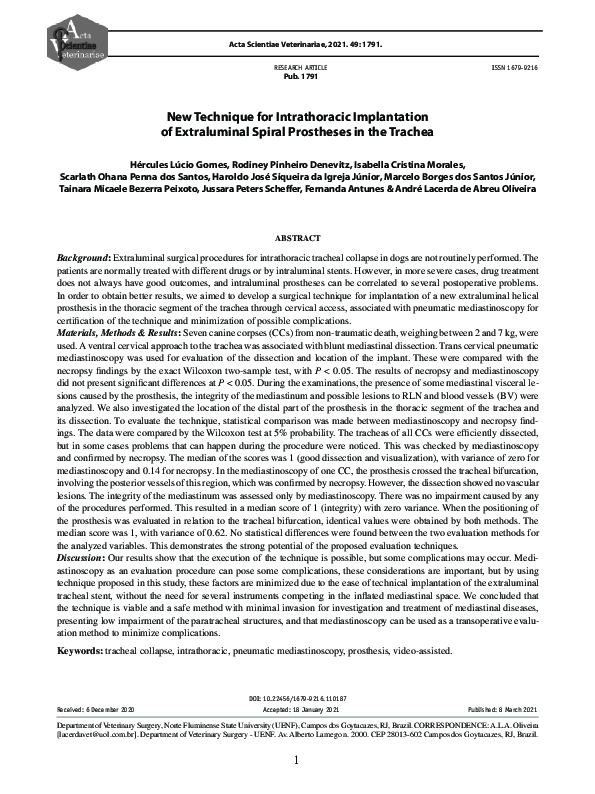 (PDF) New Technique for Intrathoracic Implantation of Extraluminal ...