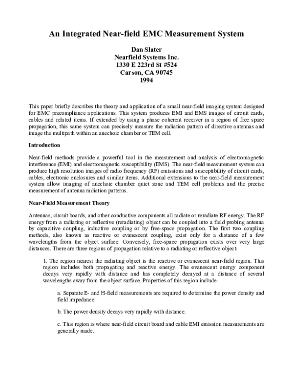 (PDF) An Integrated Near-field EMC Measurement System
