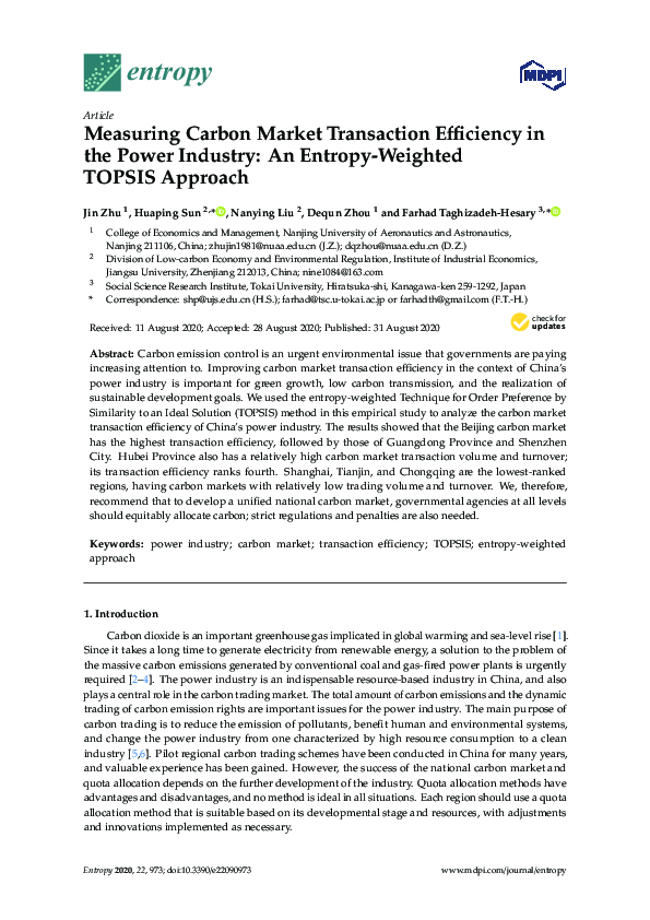(PDF) Measuring Carbon Market Transaction Efficiency in the Power ...