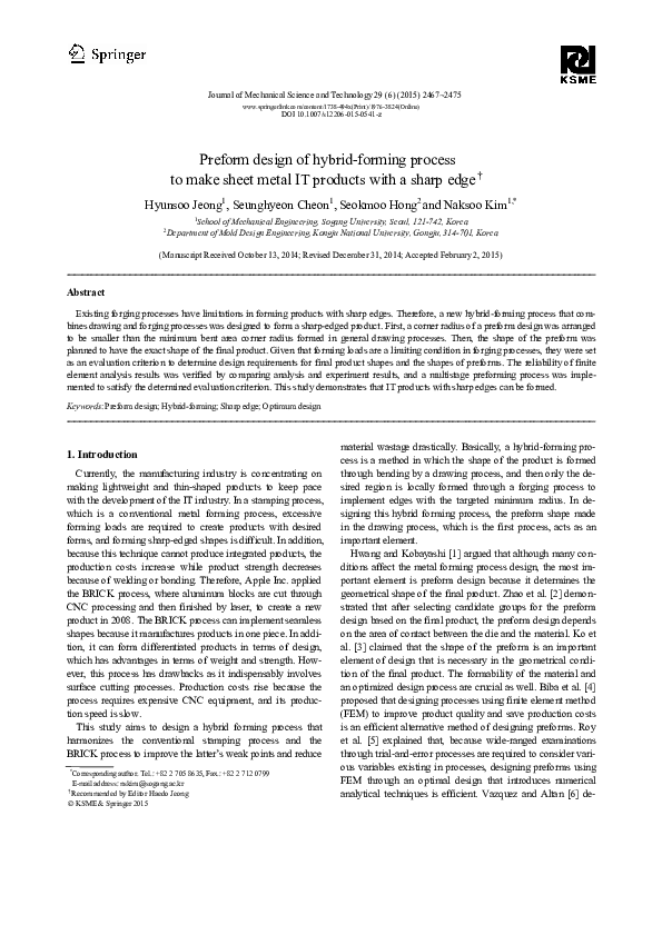 (PDF) Preform design of hybrid-forming process to make sheet metal IT ...