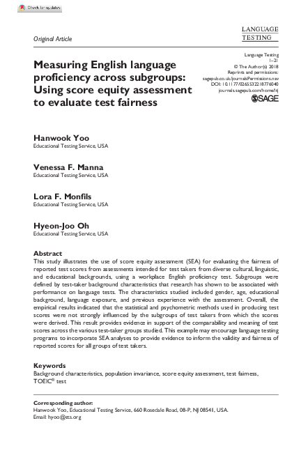 (PDF) Measuring English language proficiency across subgroups: Using ...