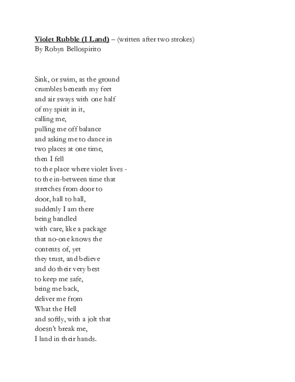 (PDF) Violet Rubble- I Land (Poem)