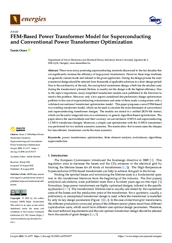 (PDF) FEM-Based Power Transformer Model for Superconducting and Conventional Power Transformer ...