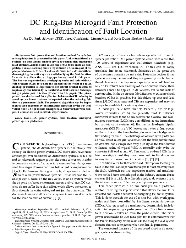 Pdf Dc Ring Bus Microgrid Fault Protection And Identification Of Fault Location