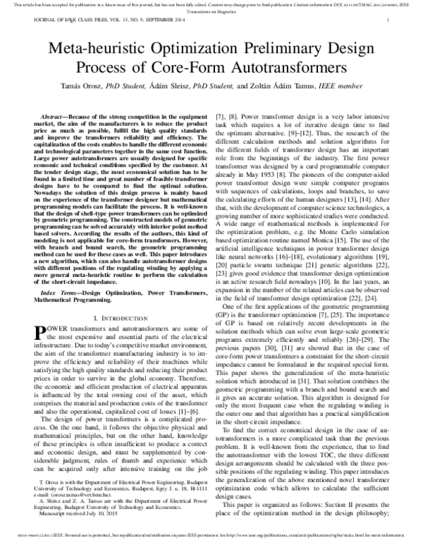 (PDF) Metaheuristic Optimization Preliminary Design Process of Core ...