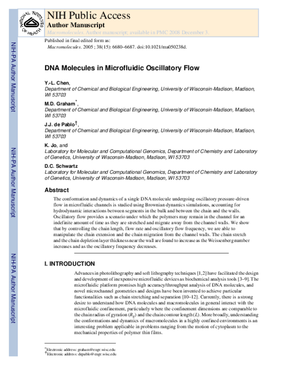 (PDF) DNA Molecules in Microfluidic Oscillatory Flow