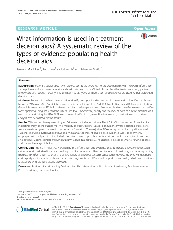 (PDF) What information is used in treatment decision aids? A systematic ...