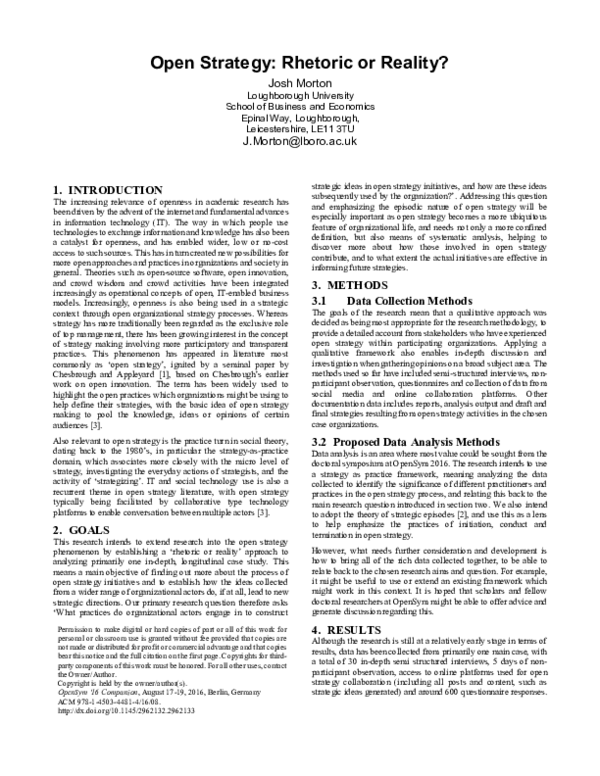 (PDF) Open Strategy: Rhetoric or Reality?