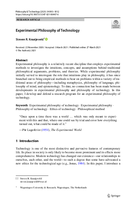(PDF) Experimental Philosophy of Technology