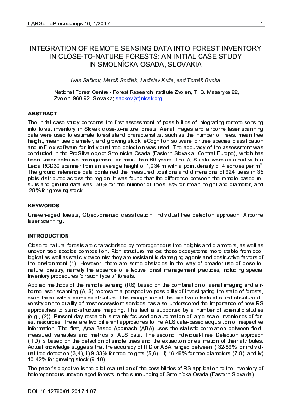 (PDF) Integration of remote sensing data into forest inventory in close-to-nature forests: An ...