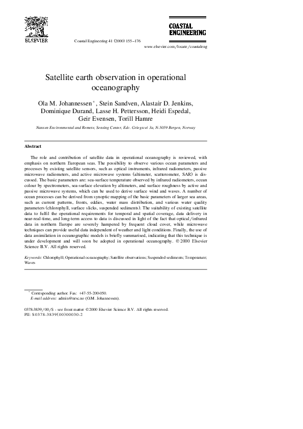 (PDF) Satellite earth observation in operational oceanography