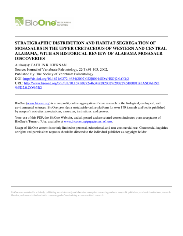 (PDF) Stratigraphic distribution and habitat segregation of mosasaurs ...