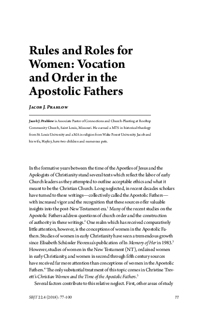 (PDF) Rules and Roles for Women: Vocation and Order in the Apostolic ...