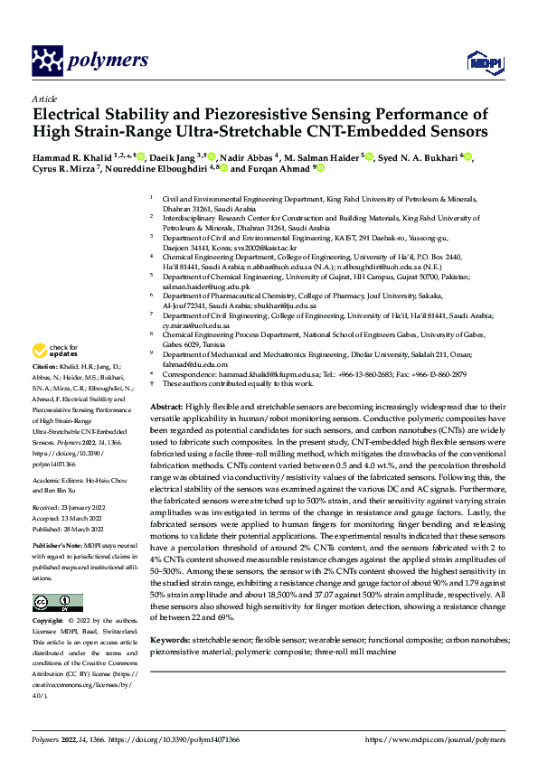 (PDF) Electrical Stability and Piezoresistive Sensing Performance of ...
