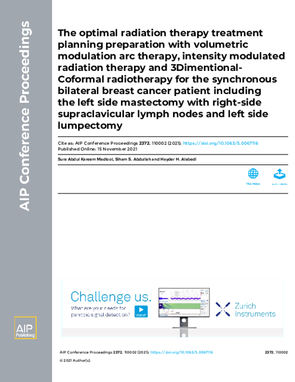 (PDF) The optimal radiation therapy treatment planning preparation with ...