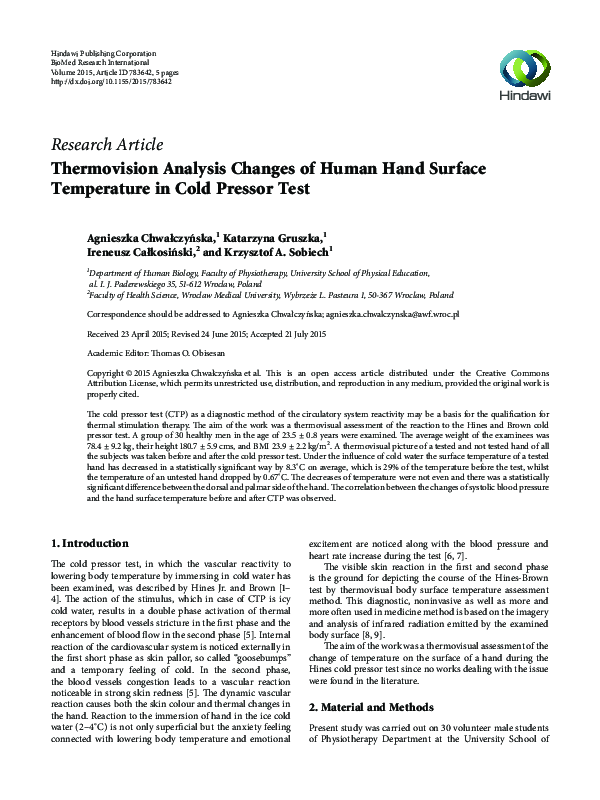 (PDF) Thermovision Analysis Changes of Human Hand Surface Temperature ...