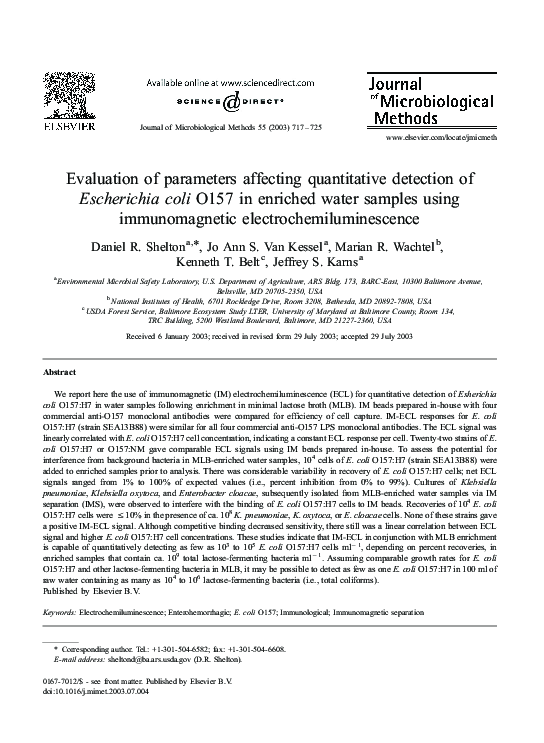 (PDF) Evaluation of parameters affecting quantitative detection of Escherichia coli O157 in ...