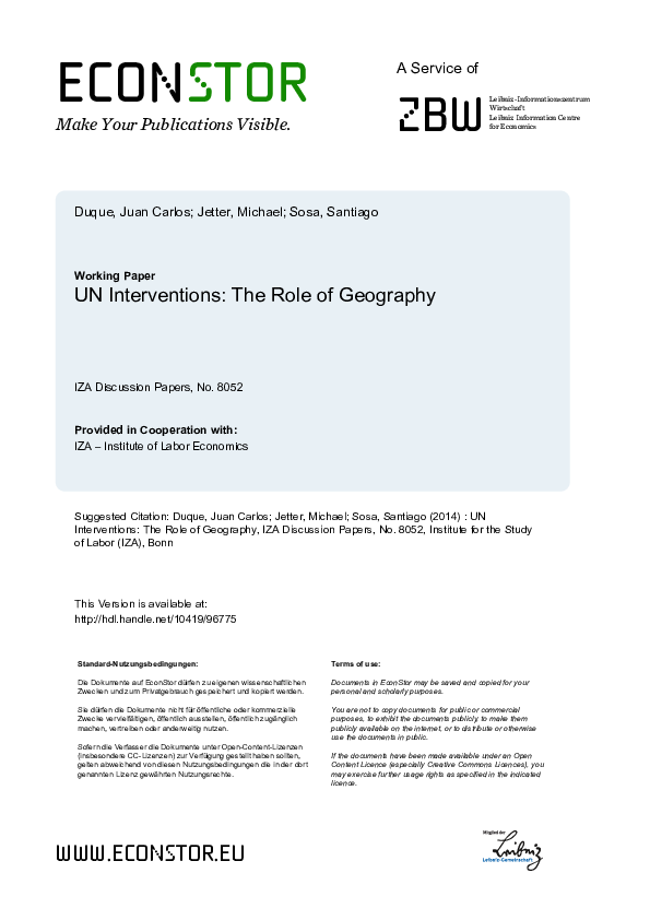 (PDF) UN interventions: The role of geography