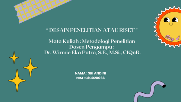 (PDF) PPT 5 Desain Penelitian atau Riset | Sri Andini ( C1C020066 ) - Academia.edu