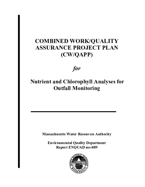 (PDF) Combined Plan for Nutrient and Chlorophyll Analyses in MWRA