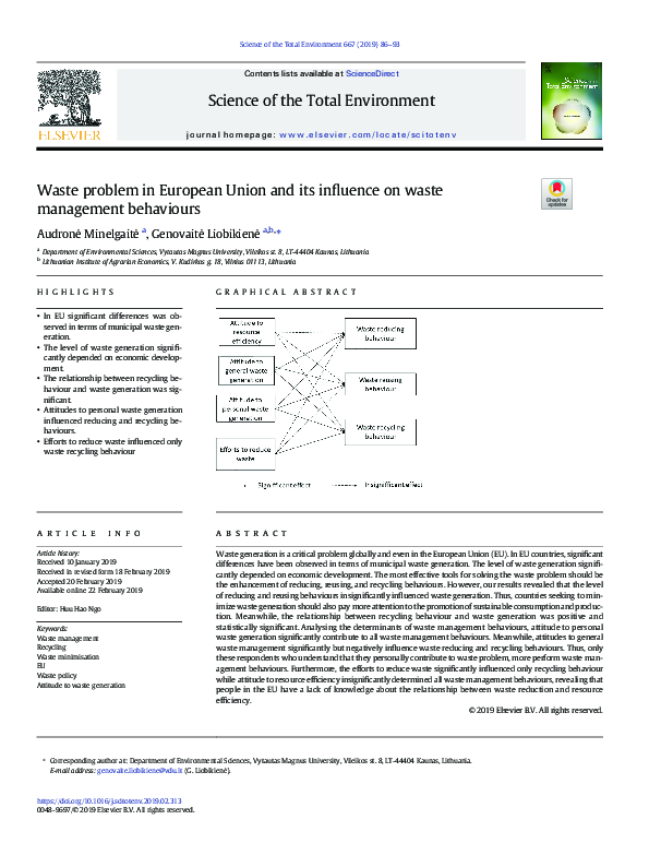 (PDF) Waste problem in European Union and its influence on waste ...