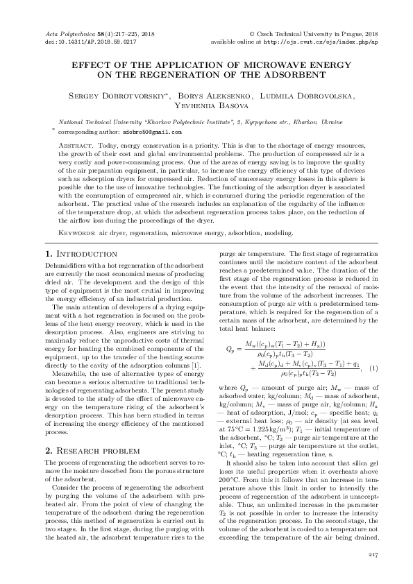 (PDF) EFFECT OF THE APPLICATION OF MICROWAVE ENERGY ON THE REGENERATION ...