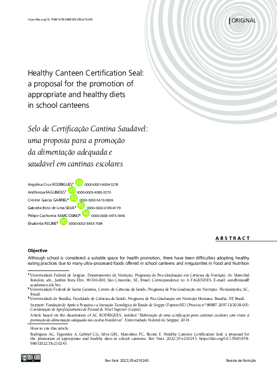 (PDF) Healthy Canteen Certification Seal: a proposal for the promotion ...