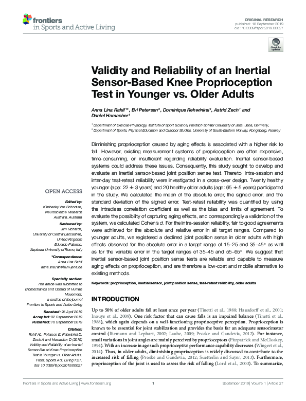 (PDF) Validity and Reliability of an Inertial Sensor-Based Knee ...