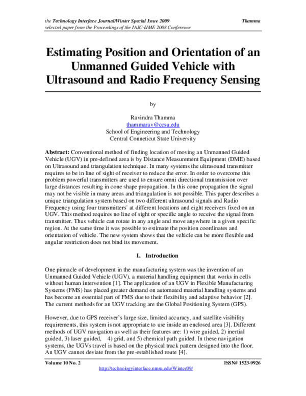 (PDF) Estimating Position and Orientation of an Unmanned Guided Vehicle ...