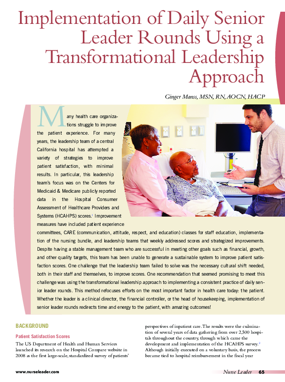 (PDF) Implementation of Daily Senior Leader Rounds Using a ...