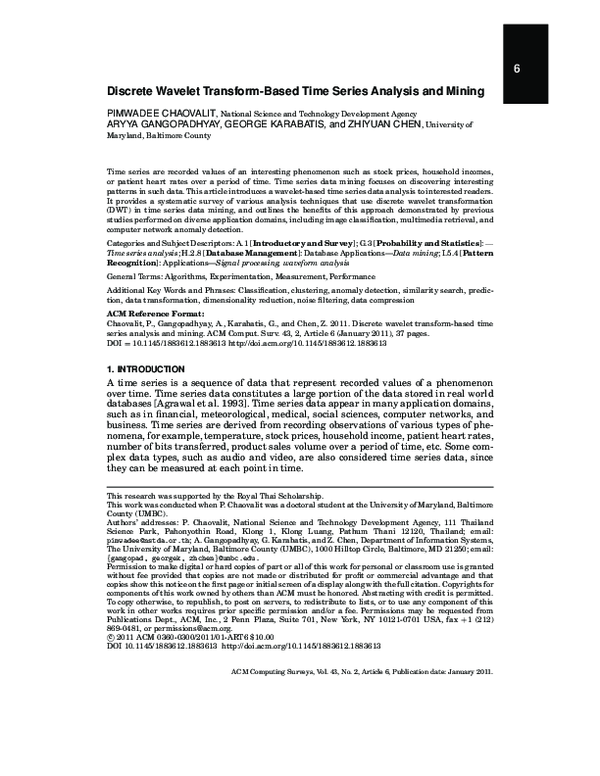 (PDF) Discrete wavelet transform-based time series analysis and mining (PDF) Discrete wavelet transform-based time series analysis and mining