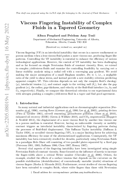 Pdf Controlling Viscous Fingering In Complex Fluids