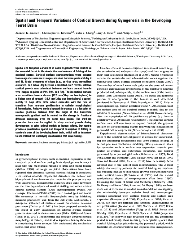 (PDF) Spatial and Temporal Variations of Cortical Growth during ...