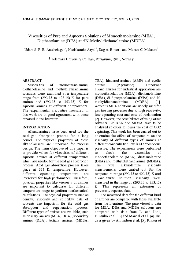 (PDF) Viscosities of Pure and Aqueous Solutions of Monoethanolamine ...