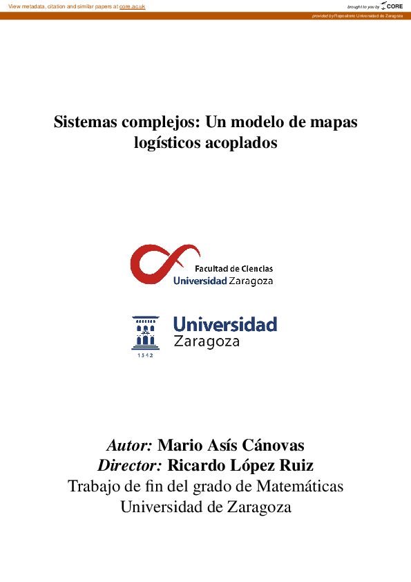 (PDF) Sistemas Complejos: Un modelo de mapas logísticos acoplados