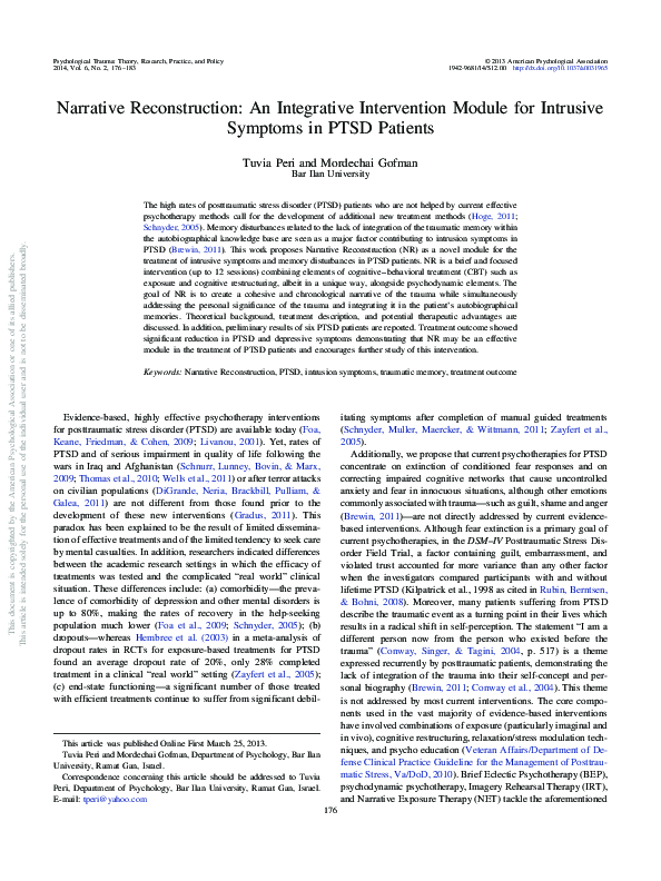 (PDF) Narrative Reconstruction: An Integrative Intervention Module for ...