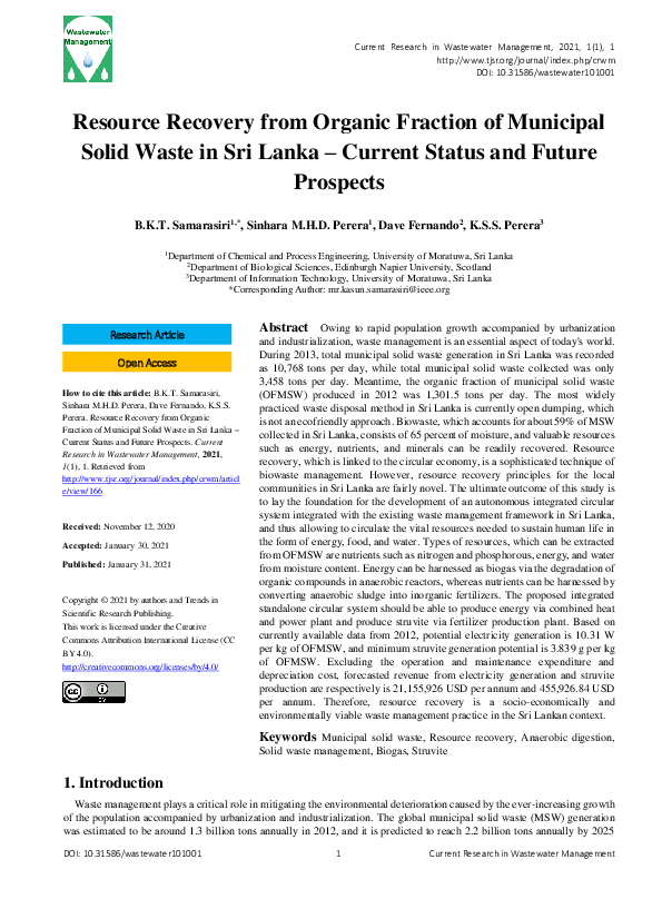 (PDF) Resource Recovery from Organic Fraction of Municipal Solid Waste ...