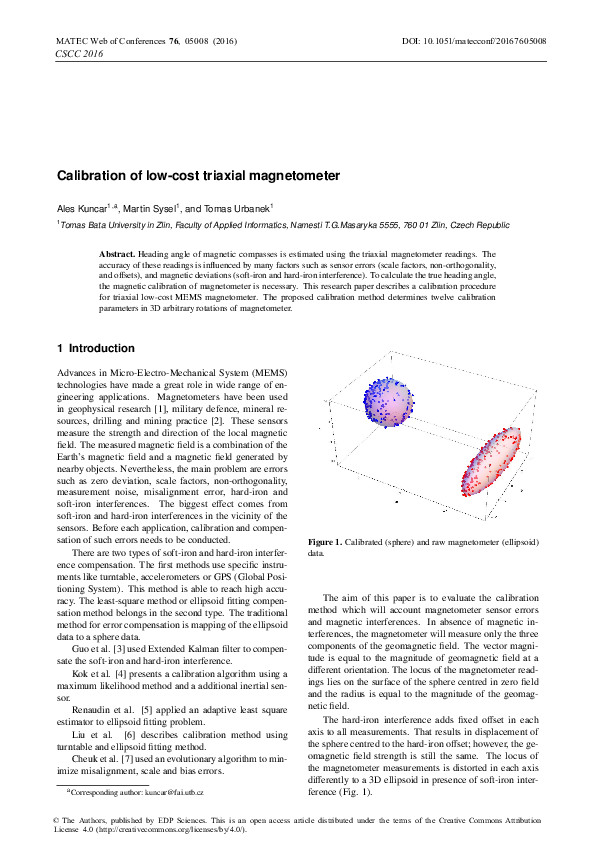 Pdf Calibration Of Low Cost Triaxial Magnetometer