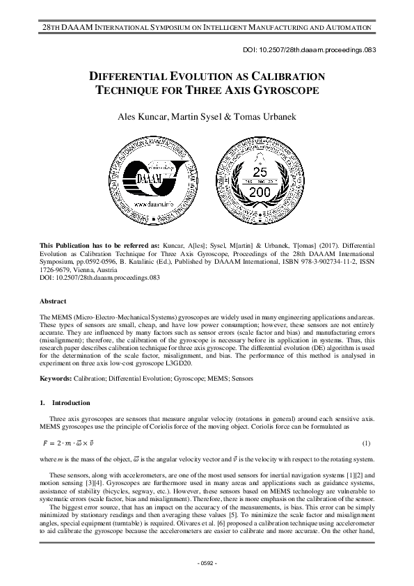 (PDF) Differential Evolution as Calibration Technique for Three Axis Gyroscope