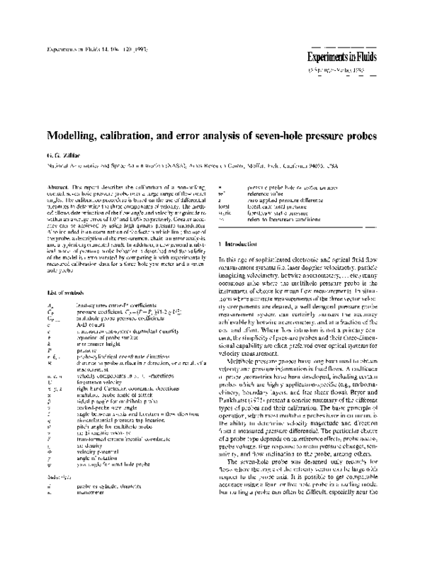 (PDF) Modelling, calibration, and error analysis of seven-hole pressure ...