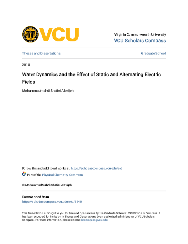 (PDF) Water Dynamics and the Effect of Static and Alternating Electric ...