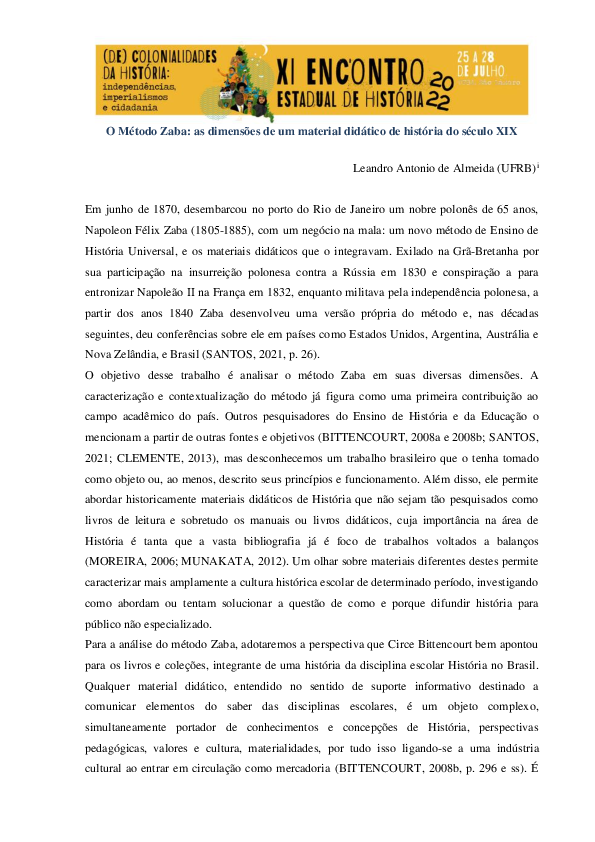 (PDF) O Método Zaba: as dimensões de um material didático de história ...